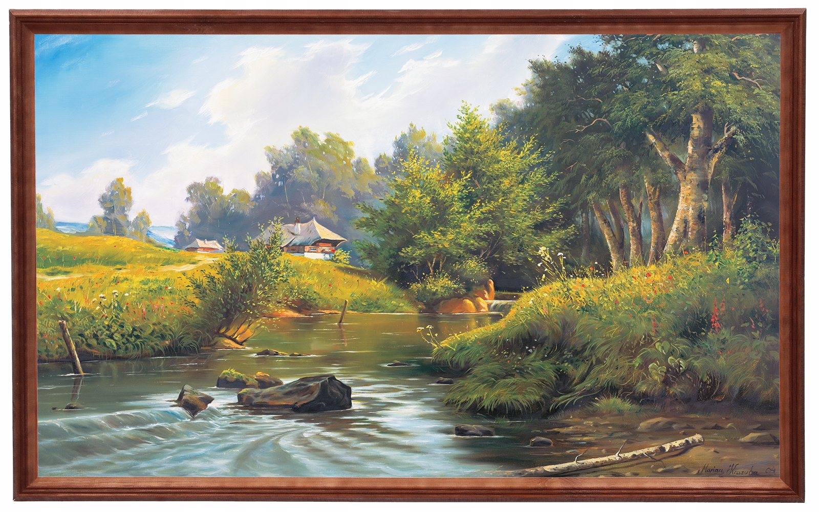 Obraz w drewnianej ramie o wymiarach 60x100 cm - Nad rzeką, Marian ...